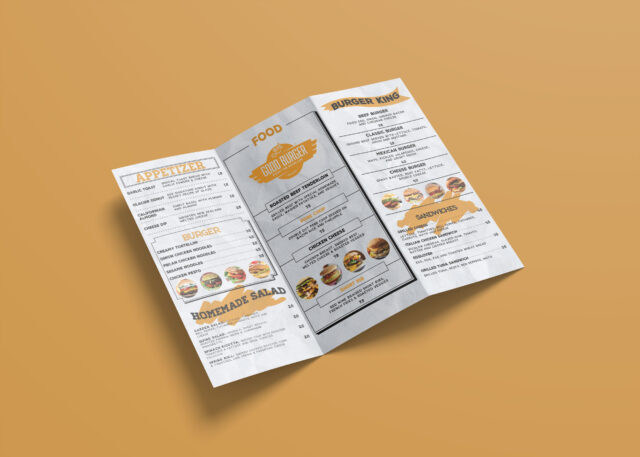 Attractive Cafe Menu Bi-Fold Brochure Design Template - 99Effects