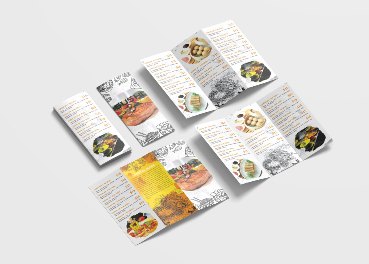 Chinese Restaurant Tri-Fold Brochure Design Template - 99Effects
